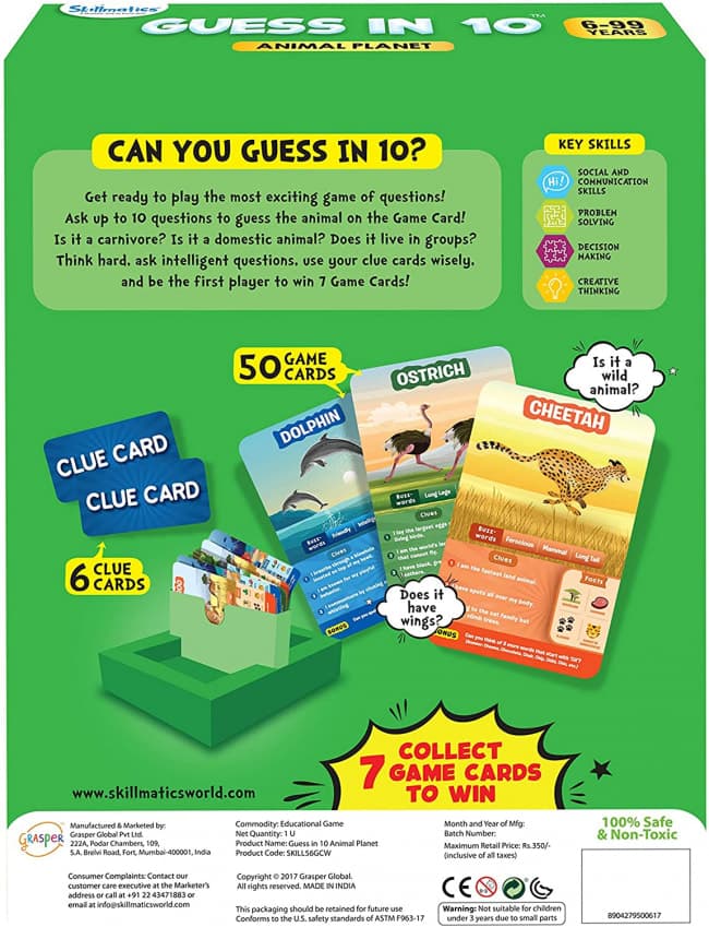 Skillmatics Guess in 10 Animal Planet Card Game | Princess Dress World